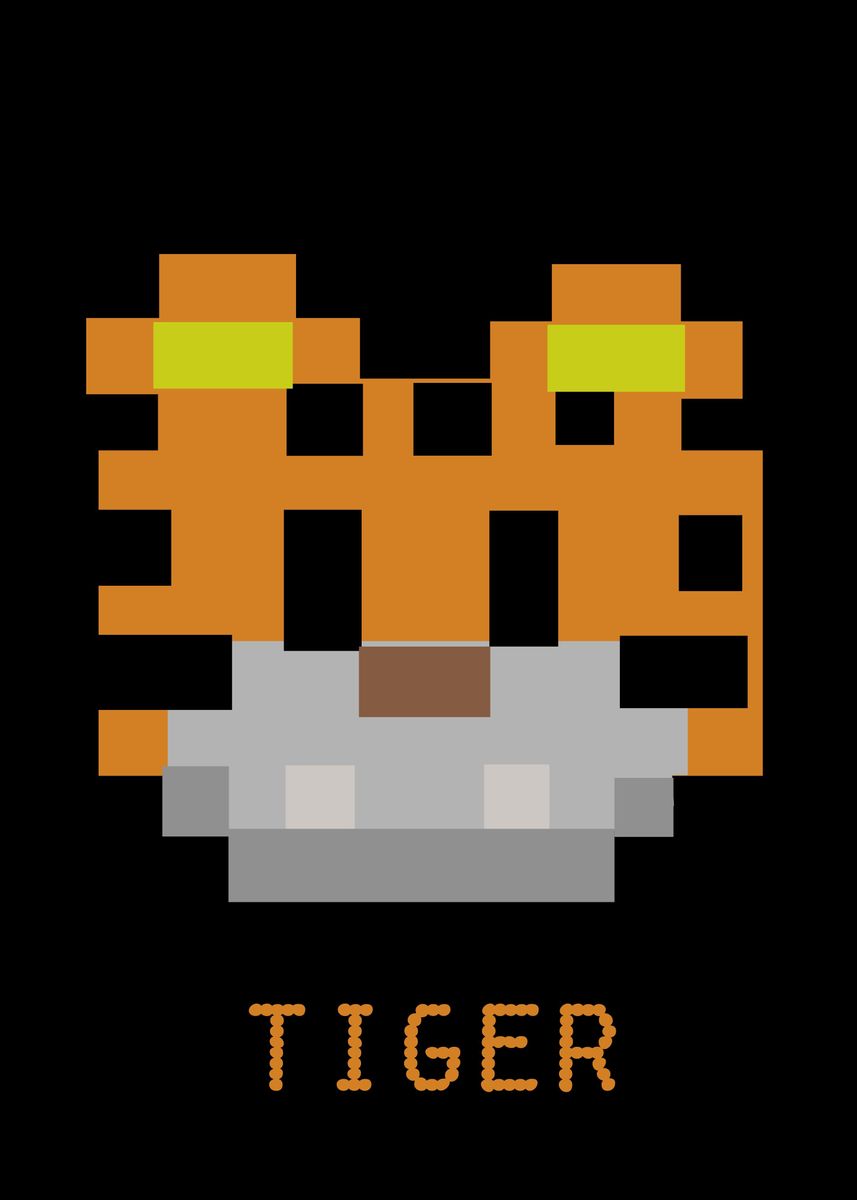 'pixel tiger icon' Poster, picture, metal print, paint by Mshel Tyan ...