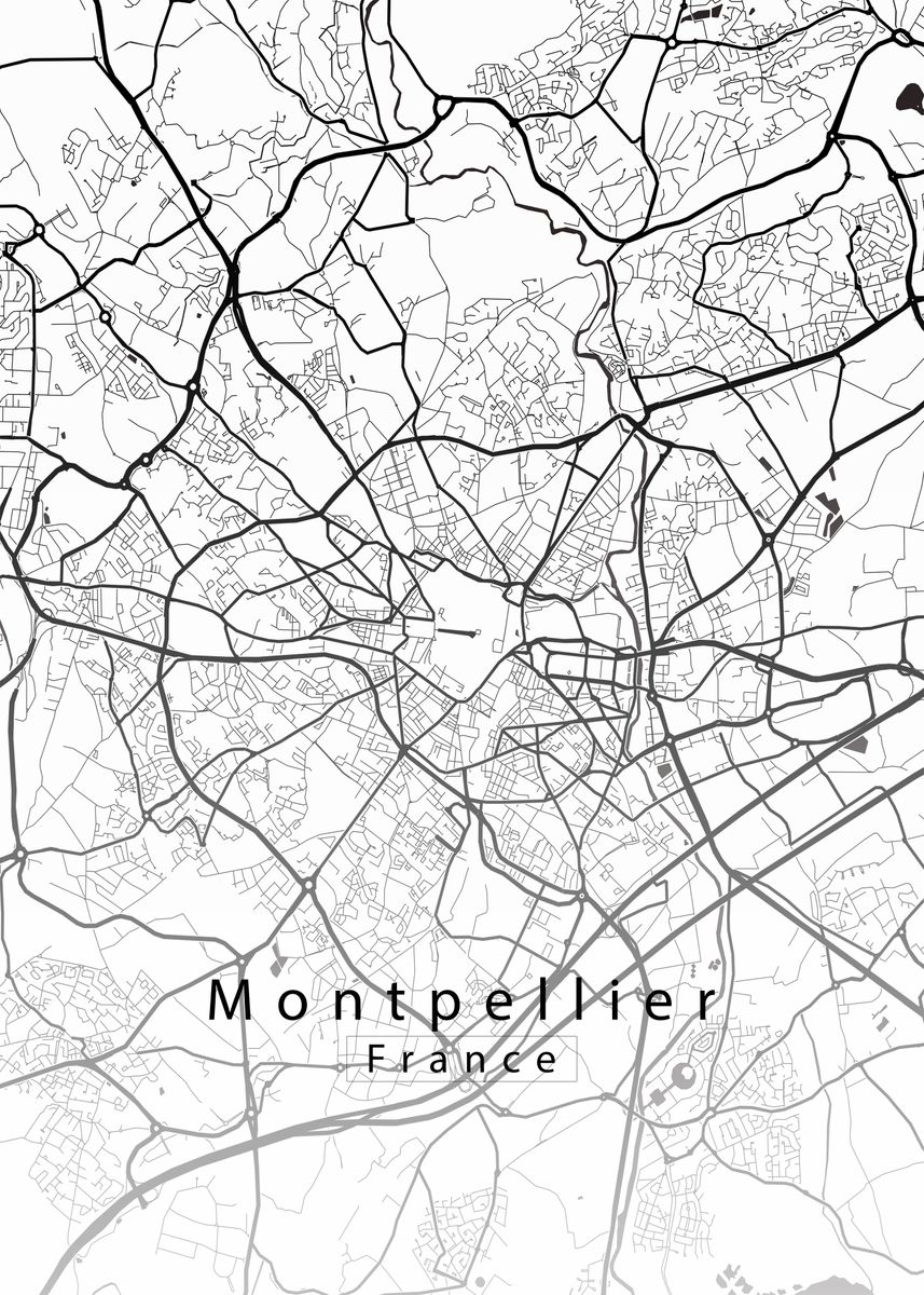 'Montpellier City Map' Poster, picture, metal print, paint by Mapique ...