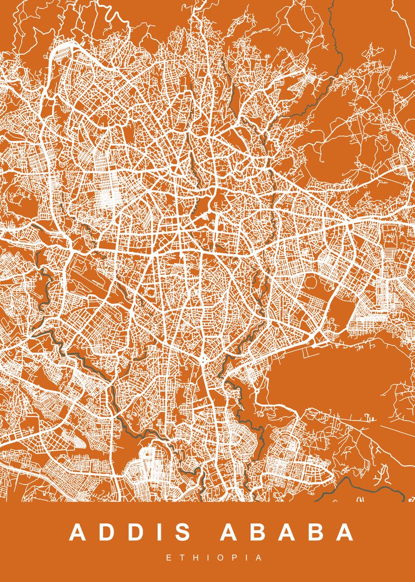 'ADDIS ABABA Map ETHIOPIA' Poster, picture, metal print, paint by ...