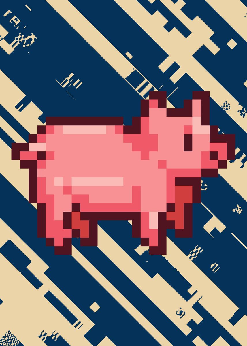 'Cute Pig Pixel Art' Poster by Simon Clement | Displate
