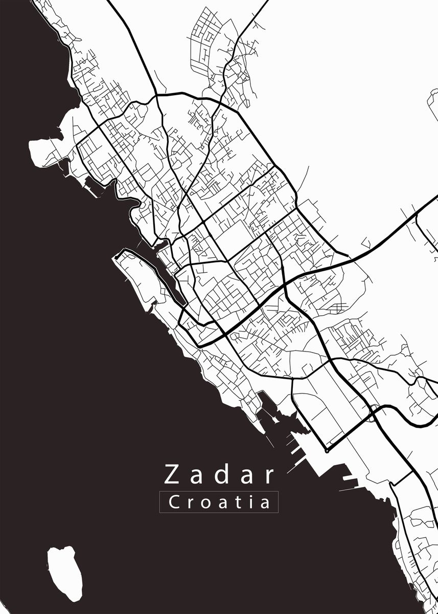 'Zadar City Map' Poster, picture, metal print, paint by Robin Niemczyk ...