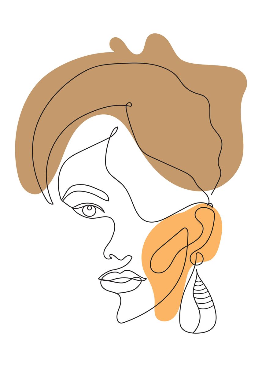 'continuous line face' Poster, picture, metal print, paint by Barala ...