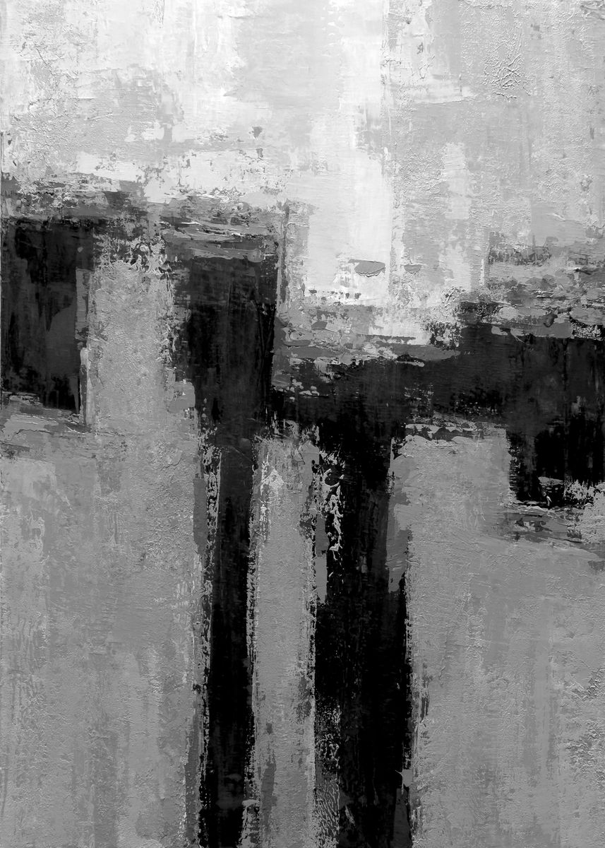 'Black gray abstract' Poster, picture, metal print, paint by Ela ...