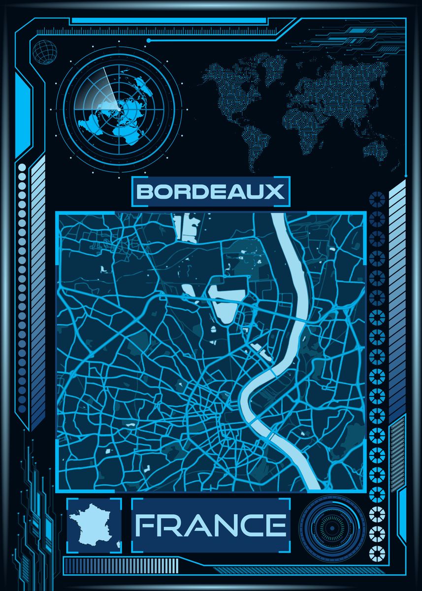 'Bordeaux Map France' Poster by Artistic Paradigms | Displate