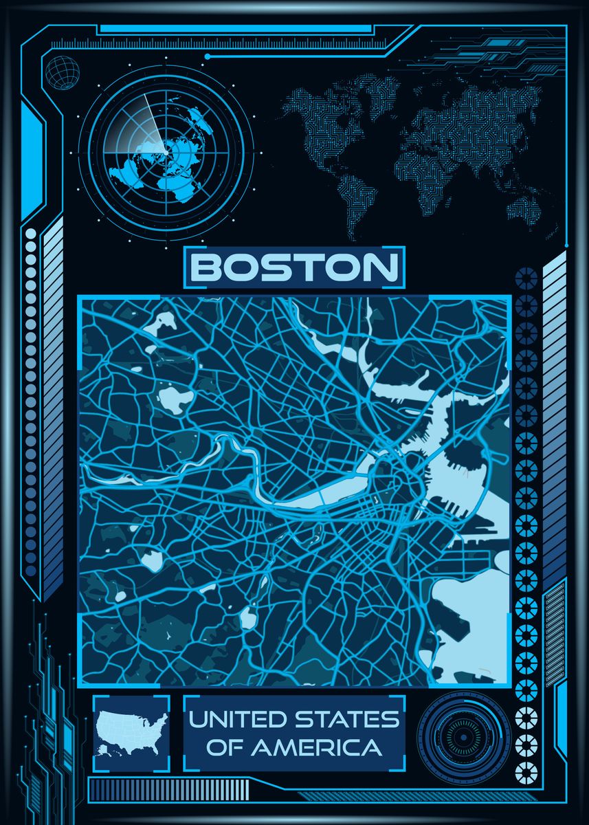 'Boston Map USA' Poster by Artistic Paradigms | Displate