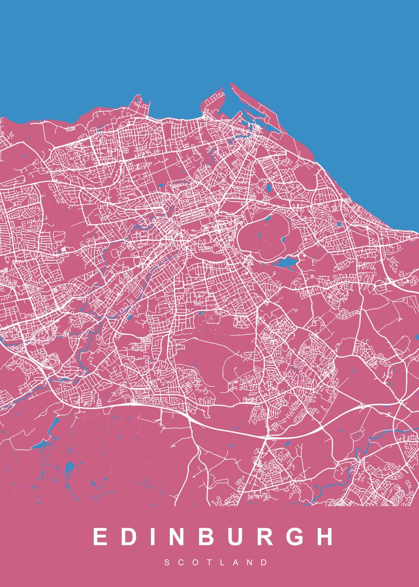 'EDINBURGH Map SCOTLAND UK' Poster, picture, metal print, paint by ...