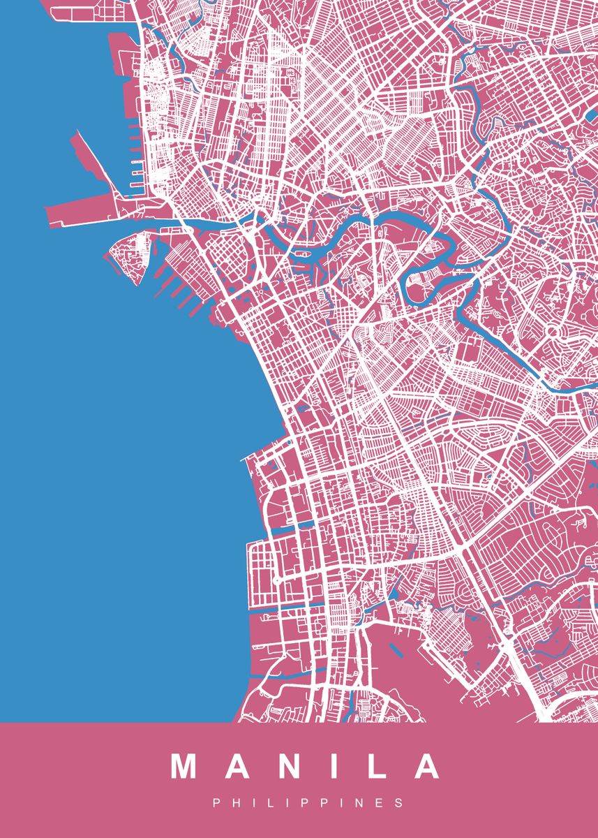 'MANILA Map PHILIPPINES' Poster, picture, metal print, paint by ...