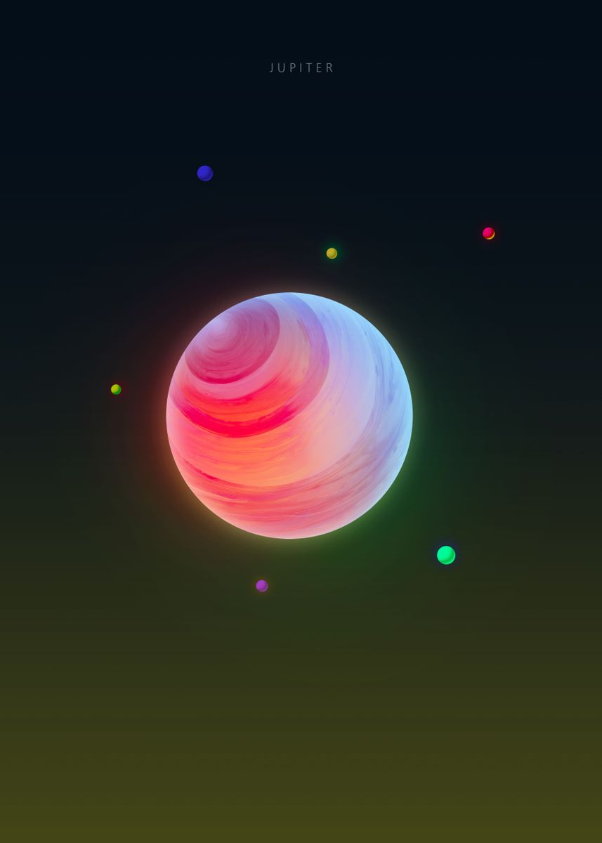 'Jupiter Neon' Poster, picture, metal print, paint by Cosmologic Vii ...