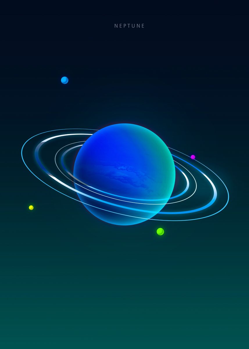 'Neptune Neon' Poster, picture, metal print, paint by Cosmologic Vii ...