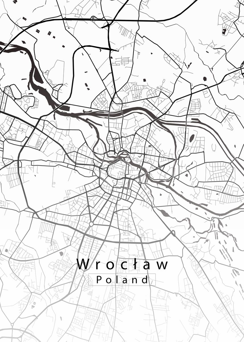 'Wroclaw City Map' Poster, picture, metal print, paint by Mapique ...