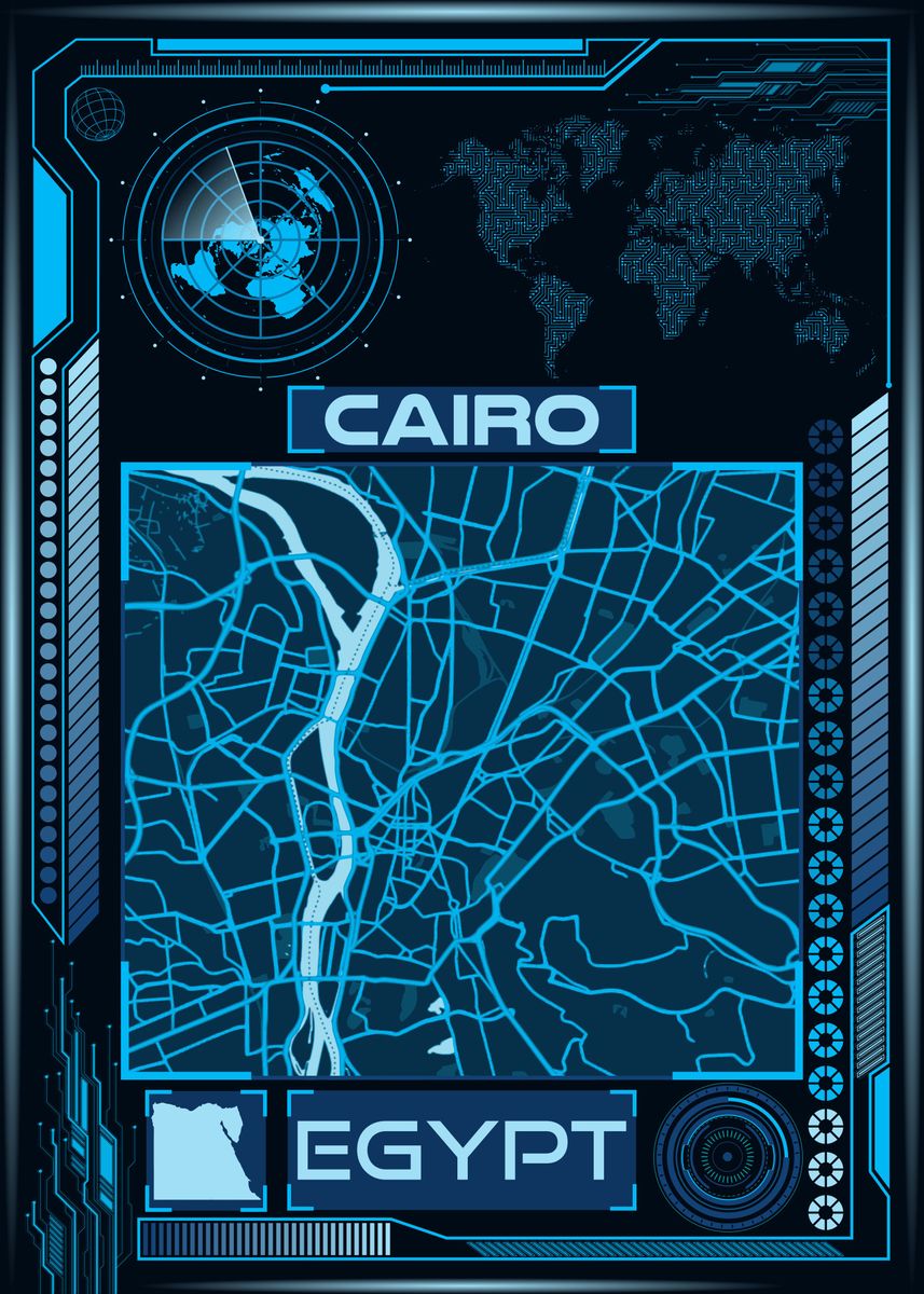 'CAIRO MAP EGYPT' Poster by Artistic Paradigms | Displate