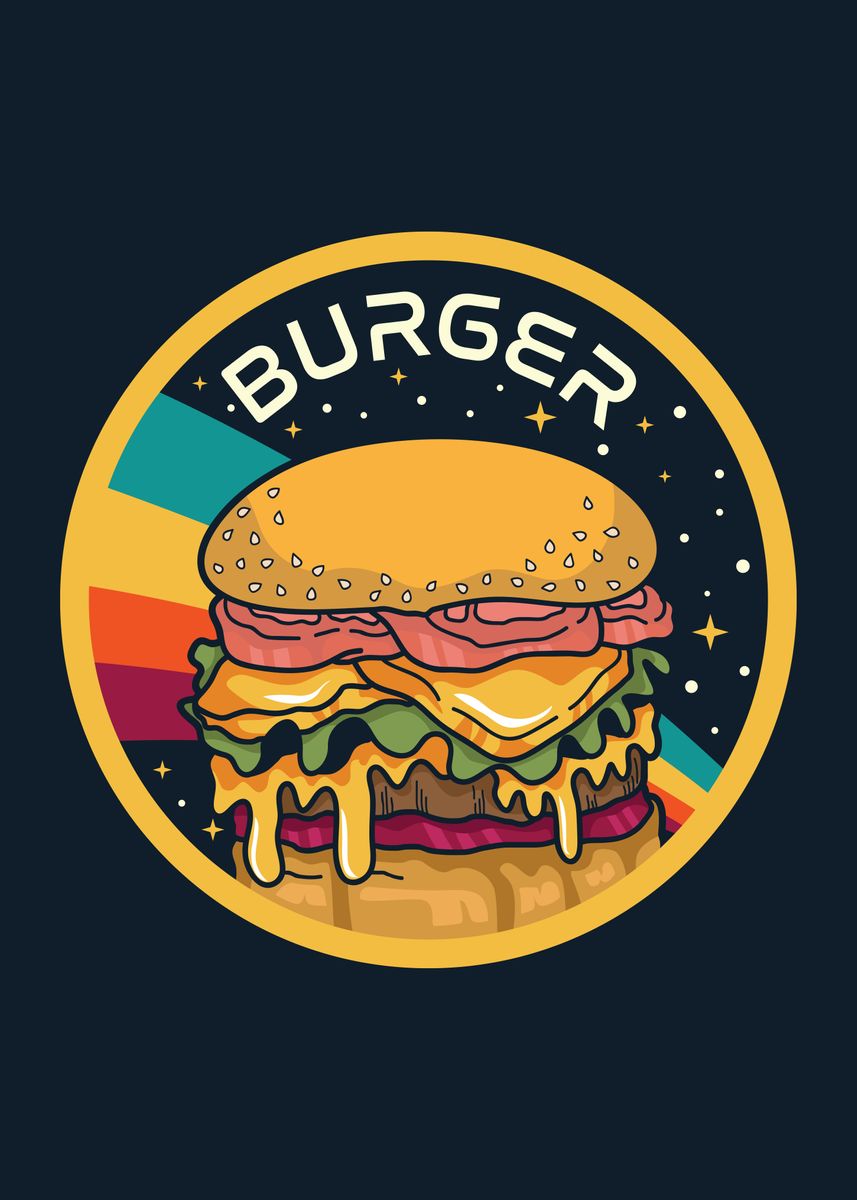 'Space Burger' Poster, picture, metal print, paint by Bhing Rife | Displate