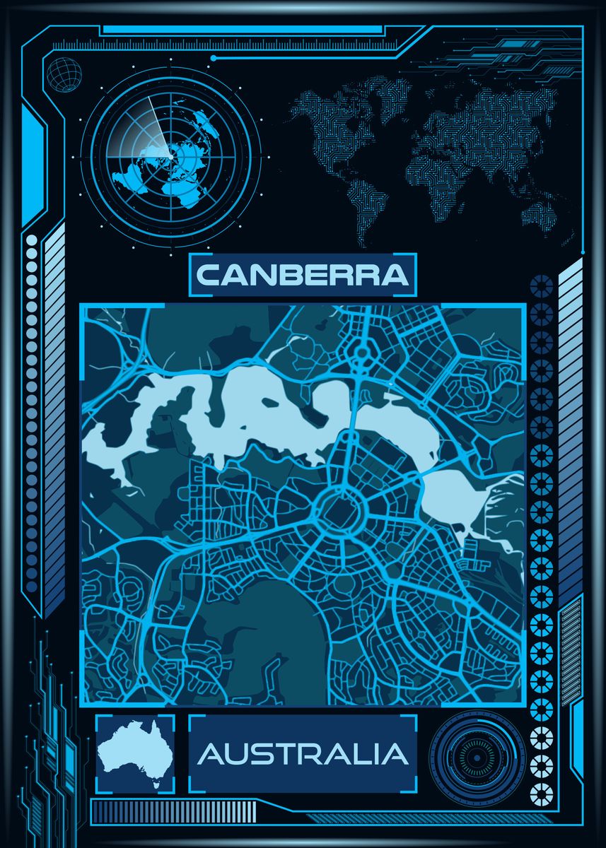 'CANBERRA MAP AUSTRALIA' Poster by Artistic Paradigms | Displate