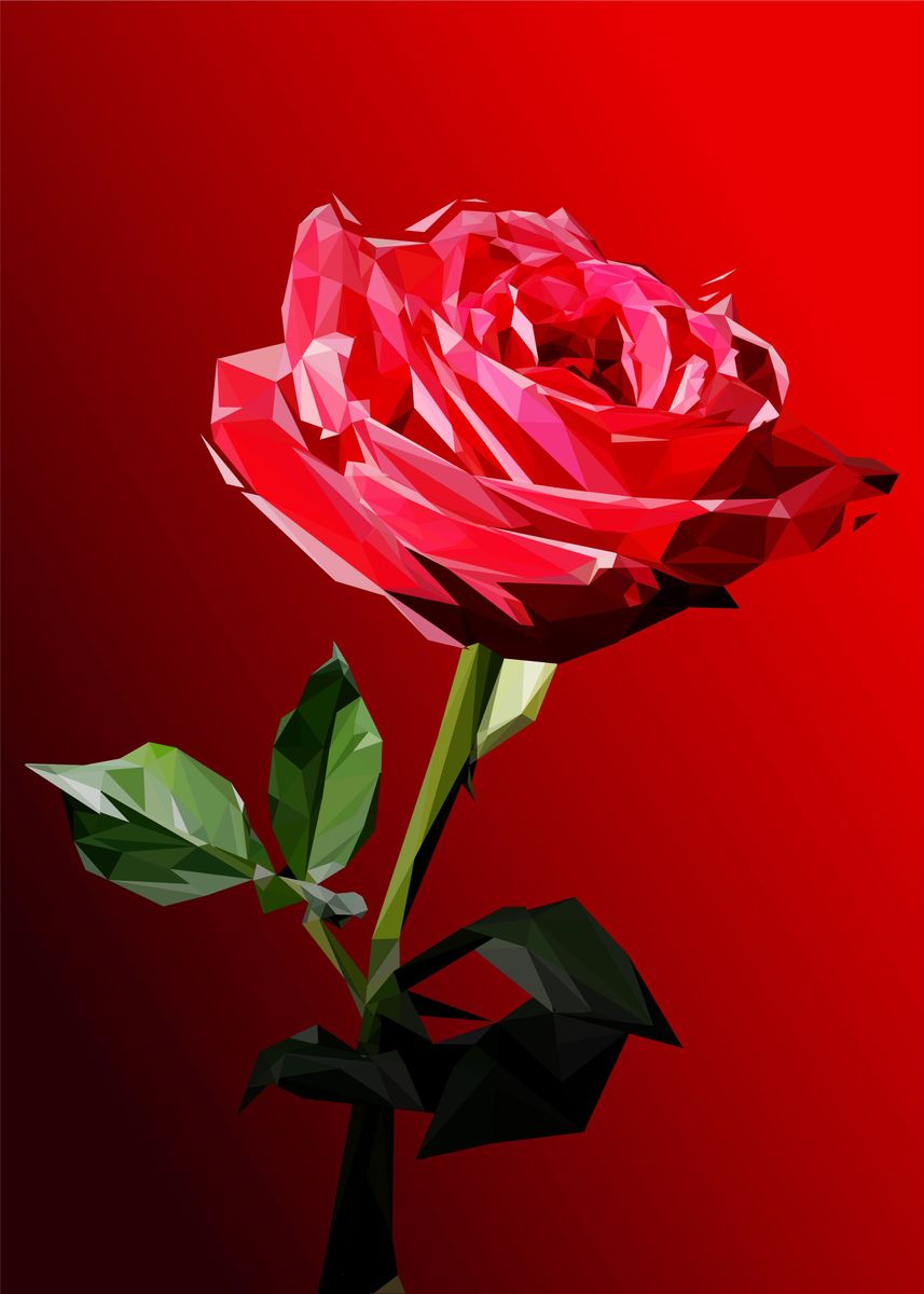 'red rose' Poster, picture, metal print, paint by Lowpoly Posters ...