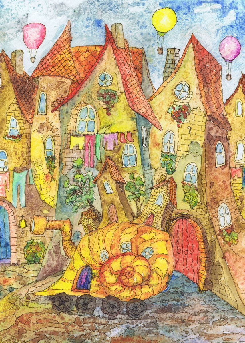 'Snail in the city' Poster by Karina J | Displate