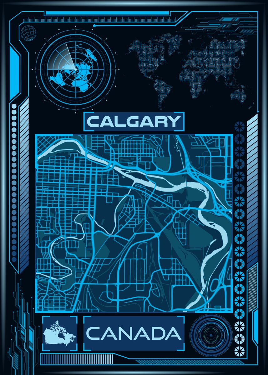 'CALGARY MAP CANADA' Poster by Artistic Paradigms | Displate
