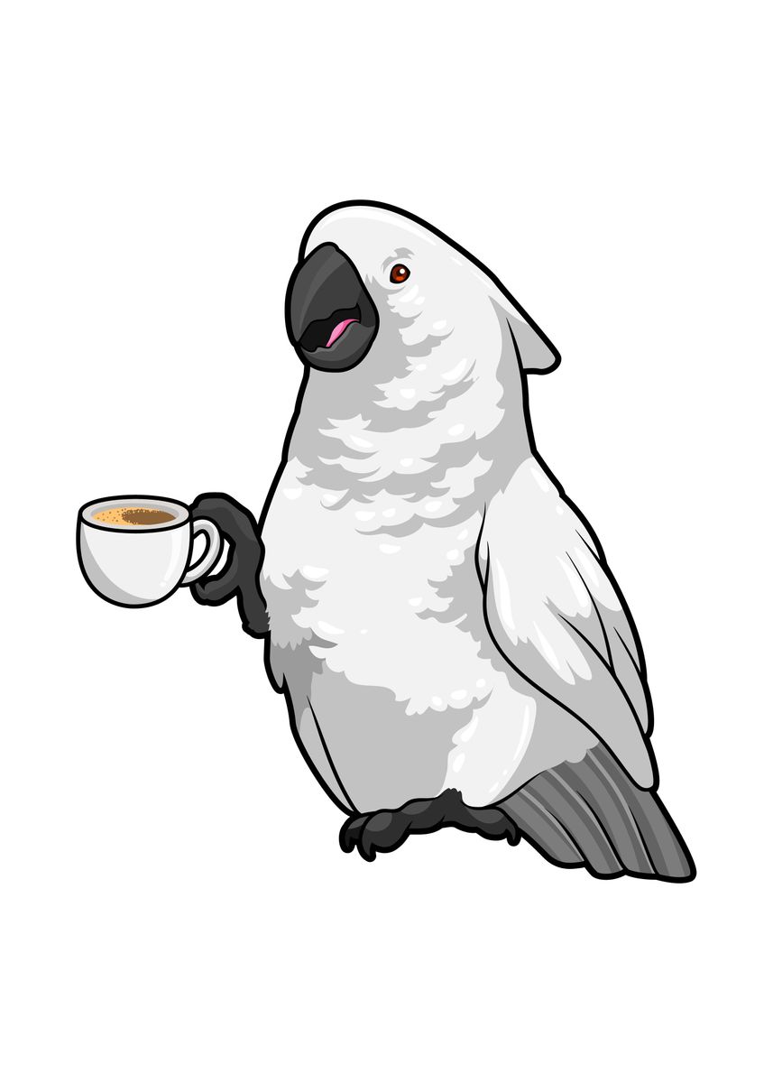 'Parrot Cup of Coffee' Poster, picture, metal print, paint by Markus ...