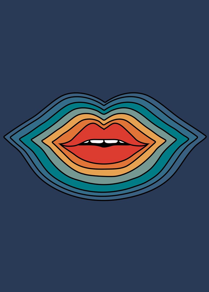 'Abstract Lips Colorful' Poster, picture, metal print, paint by Haus ...
