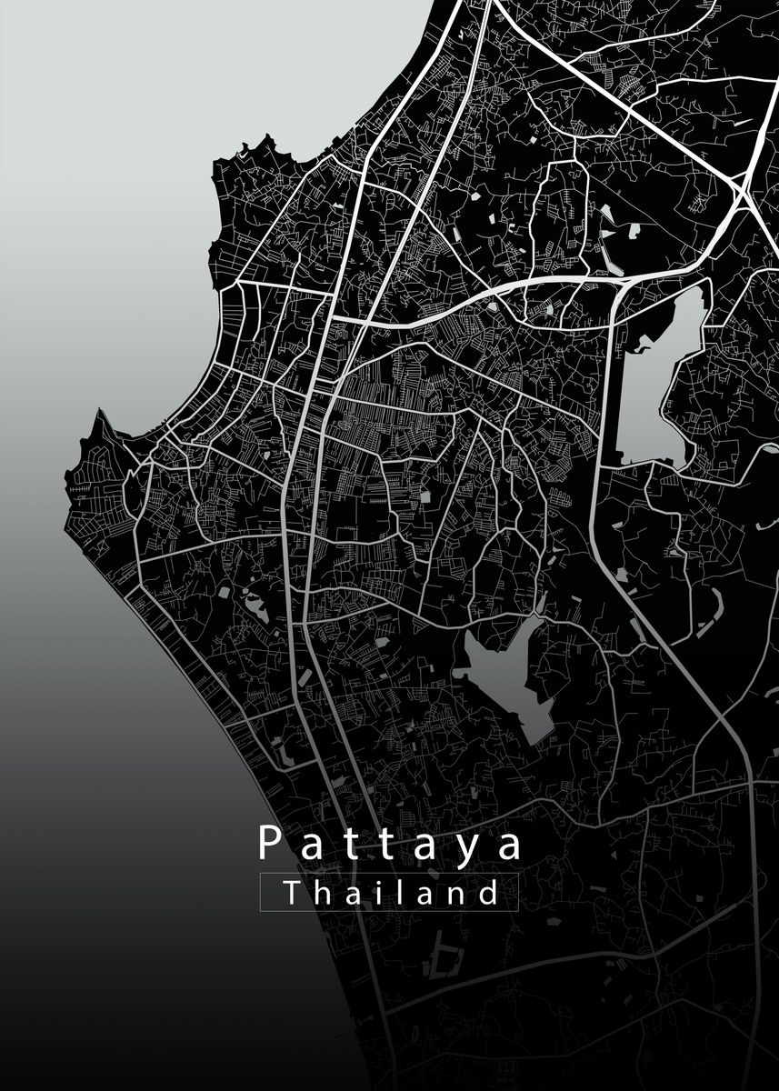 'Pattaya City Map' Poster, picture, metal print, paint by Robin ...