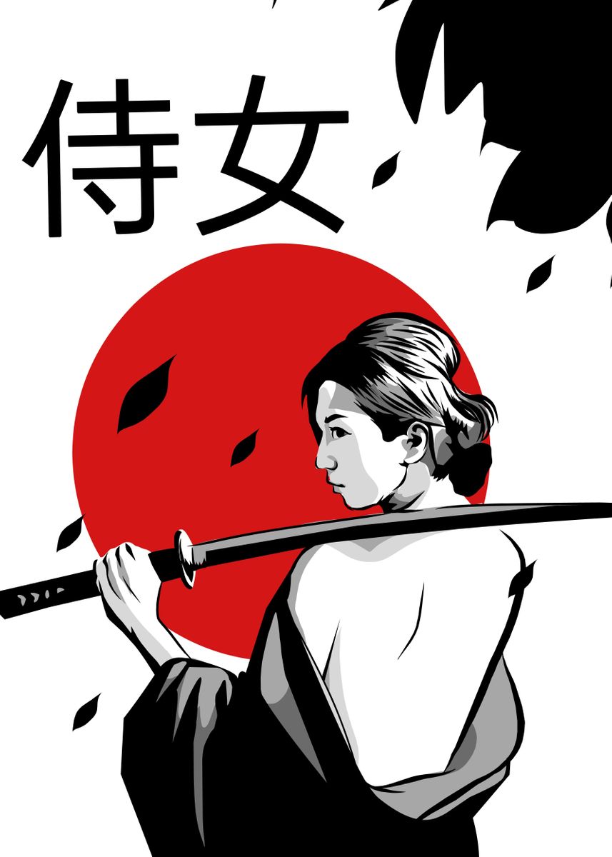 'samurai girl' Poster, picture, metal print, paint by Nurjali BD | Displate
