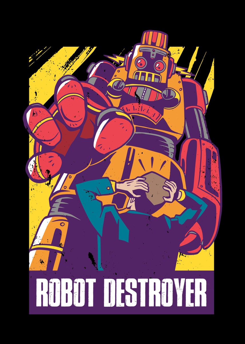 'Vintage Robot' Poster, picture, metal print, paint by CatRobot | Displate