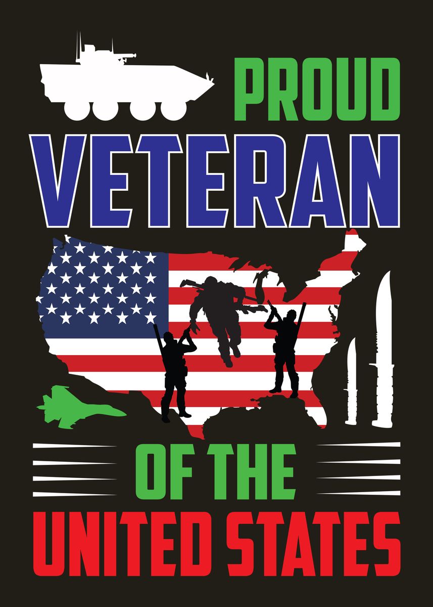'Proud veteran ' Poster, picture, metal print, paint by Tony Lee | Displate