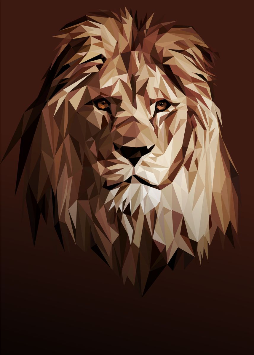 'lion' Poster by Lowpoly Posters | Displate