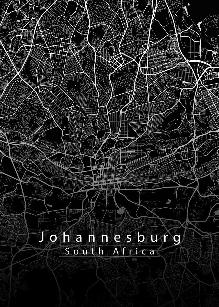 'Johannesburg City Map' Poster by Robin Niemczyk | Displate