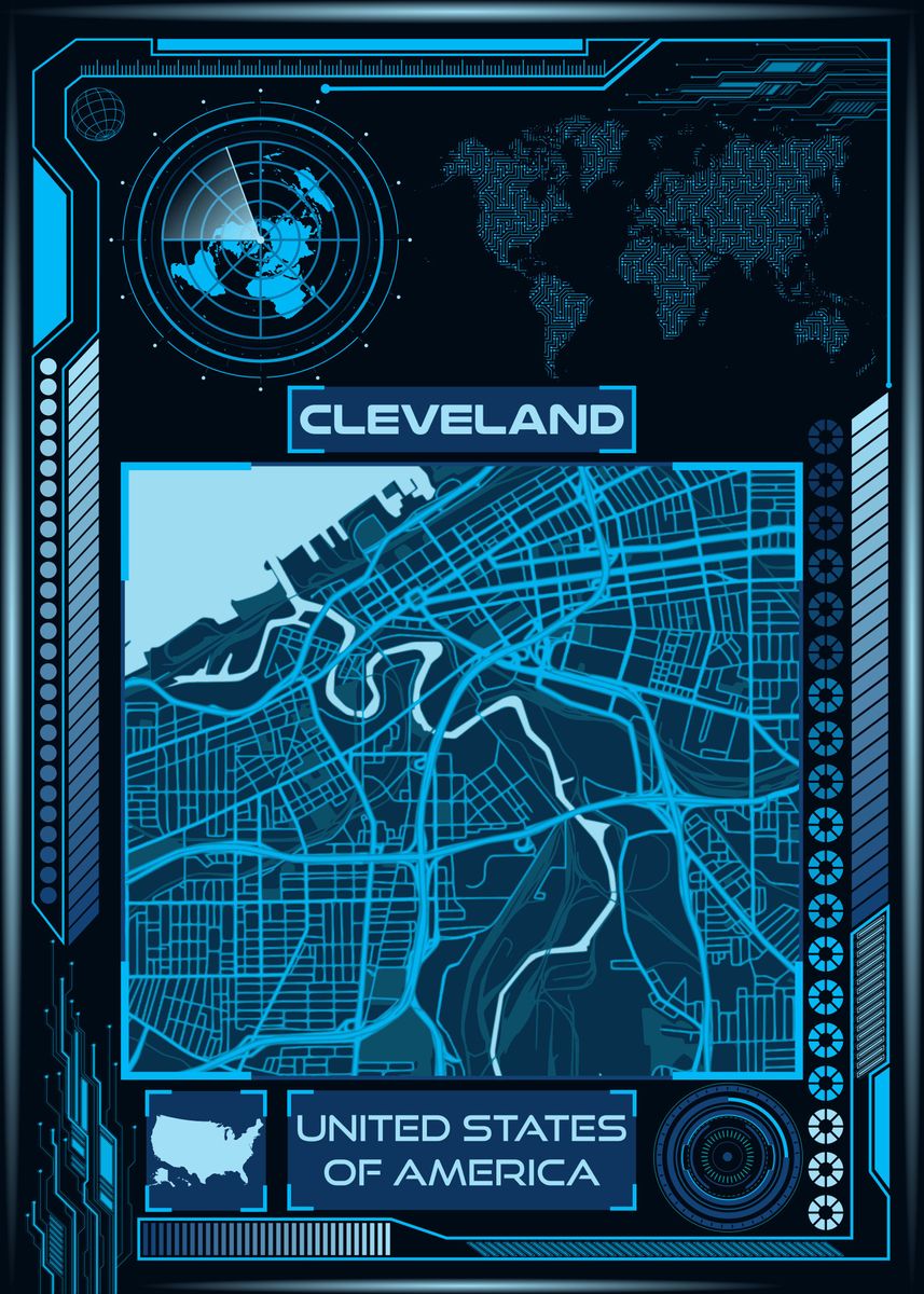 'CLEVELAND MAP USA' Poster by Artistic Paradigms | Displate
