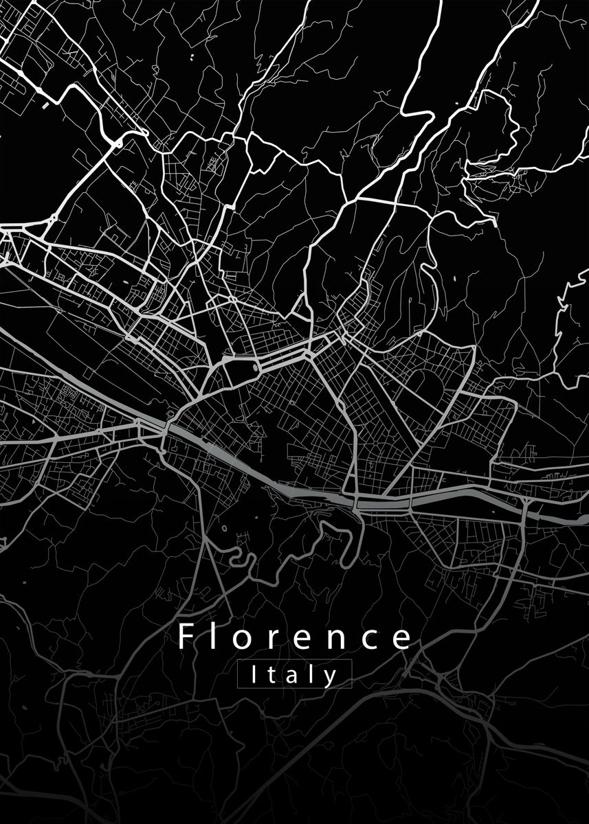 'Florence City Map' Poster, picture, metal print, paint by Mapique ...