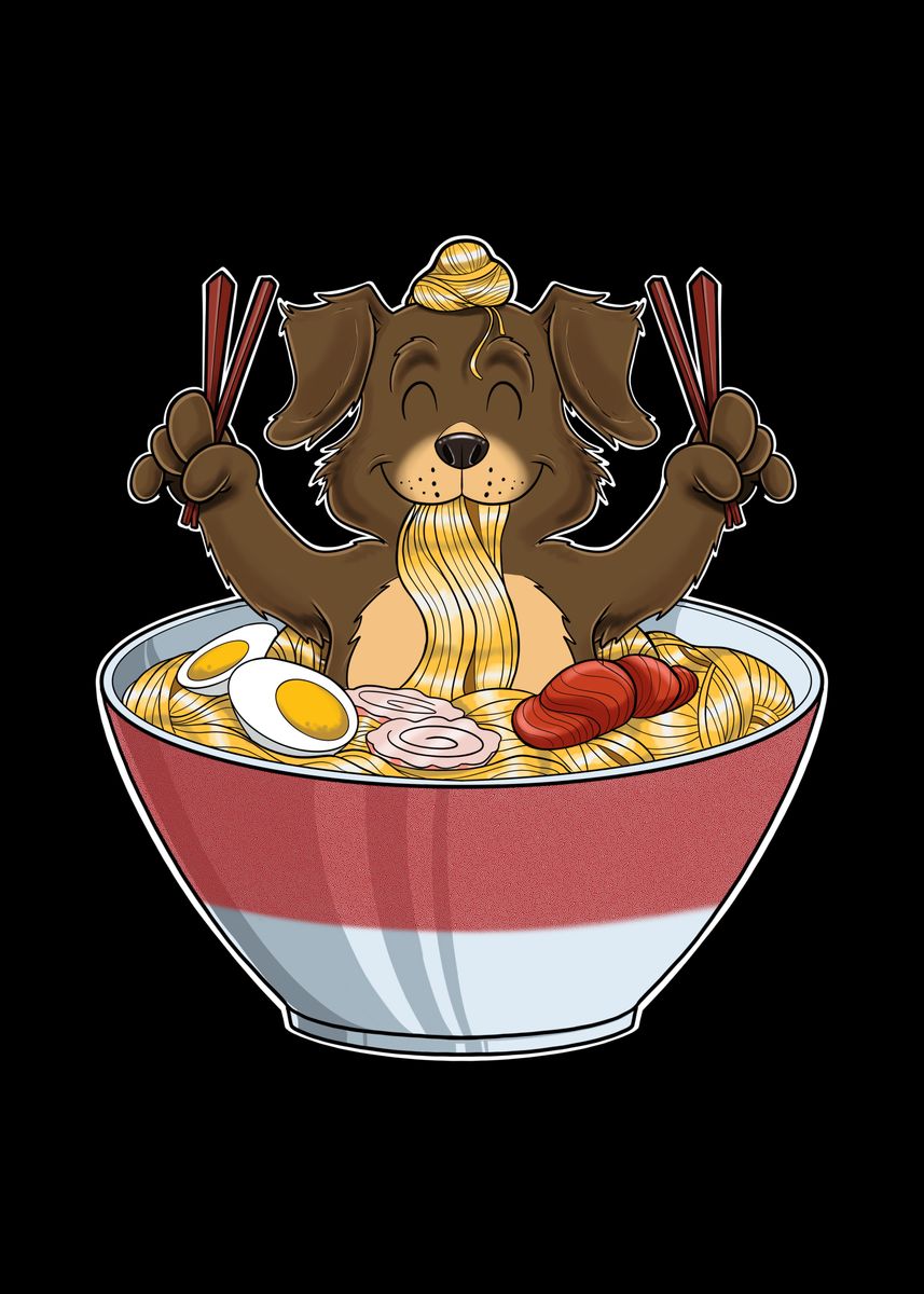 'Kawaii DogJapanese Ramen' Poster by MaximusDesigns | Displate