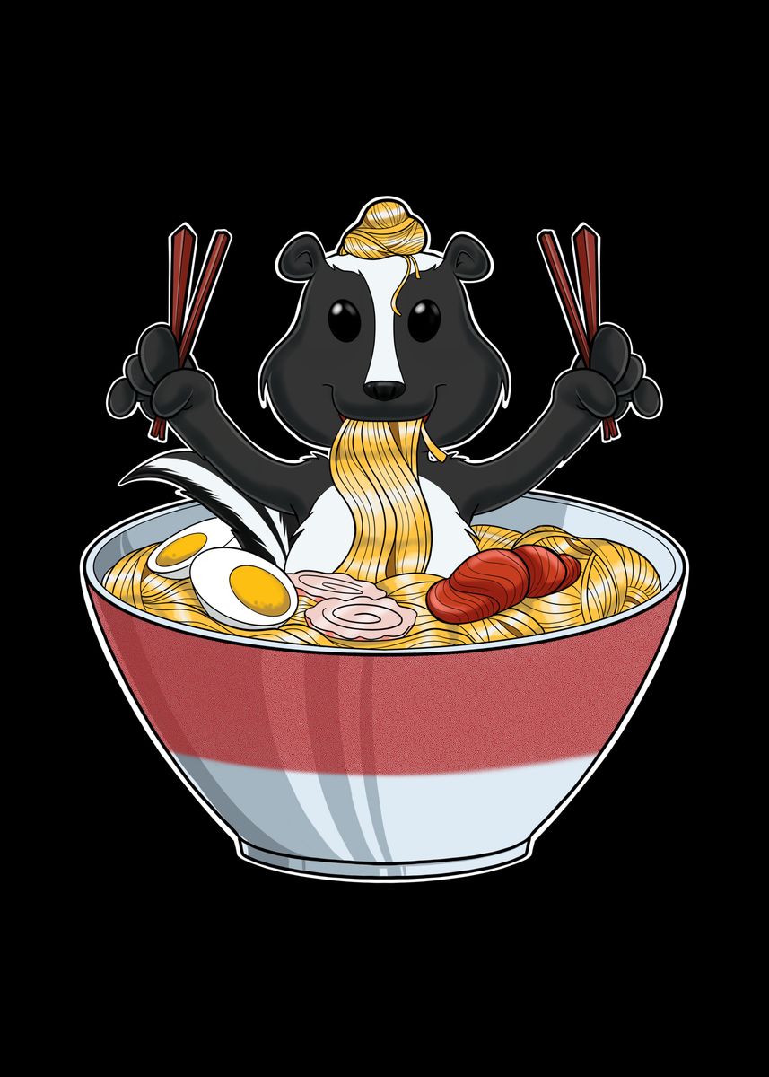 'Kawaii Skunk Japan Ramen' Poster by MaximusDesigns | Displate