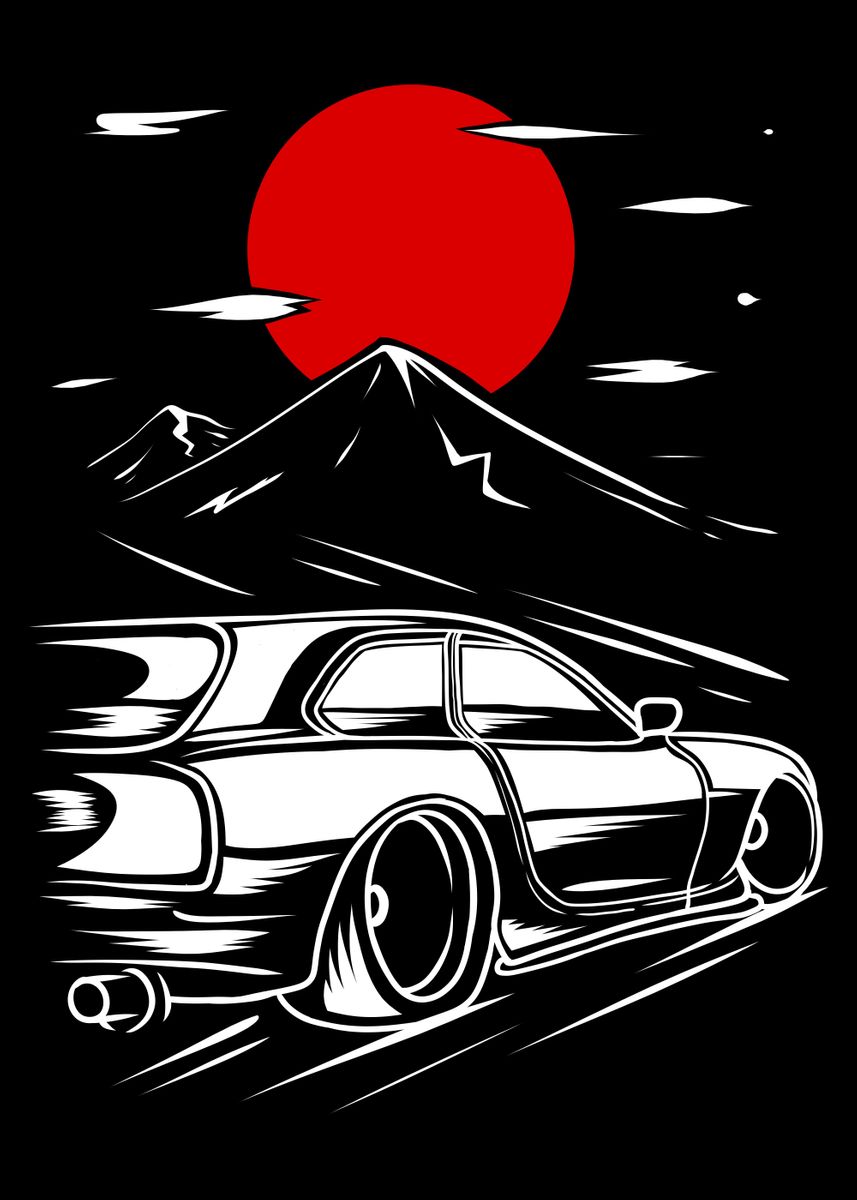 'Mazda RX 7' Poster, picture, metal print, paint by Ummi Art | Displate