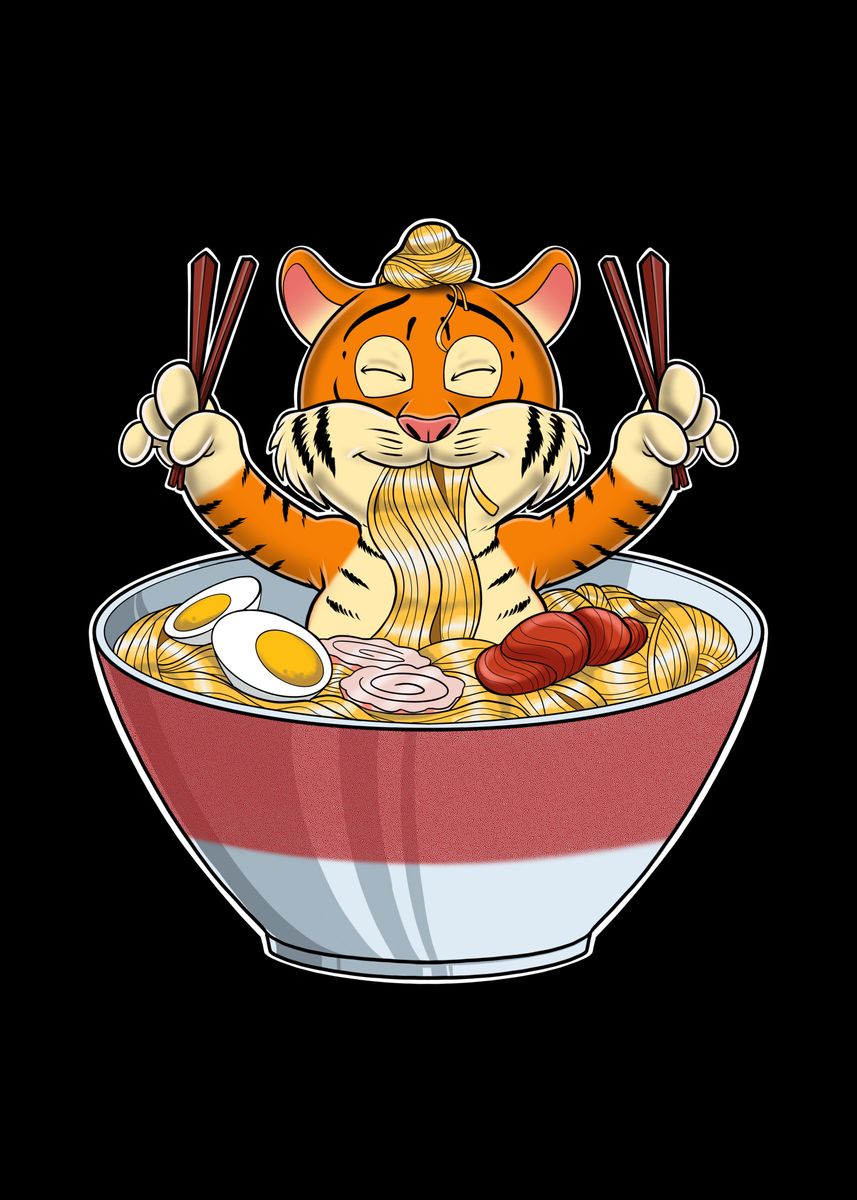 'Kawaii Tiger Japan Ramen' Poster by MaximusDesigns | Displate
