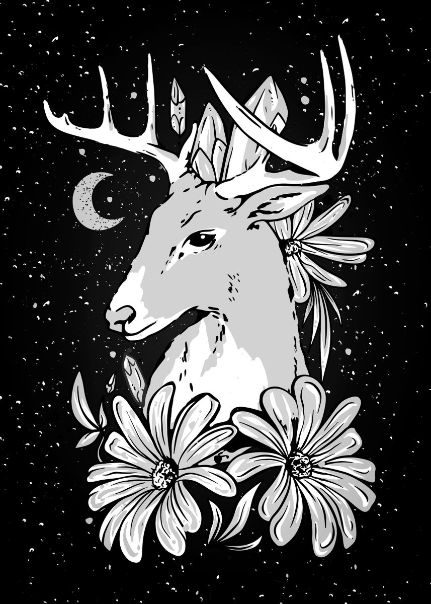 'Celestial Deer' Poster, picture, metal print, paint by BestPrints ...