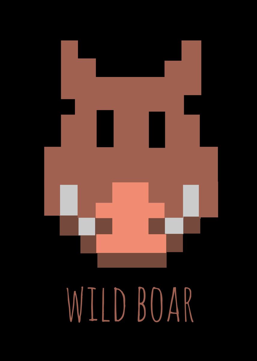 'pixel wild boar' Poster, picture, metal print, paint by Mshel Tyan ...