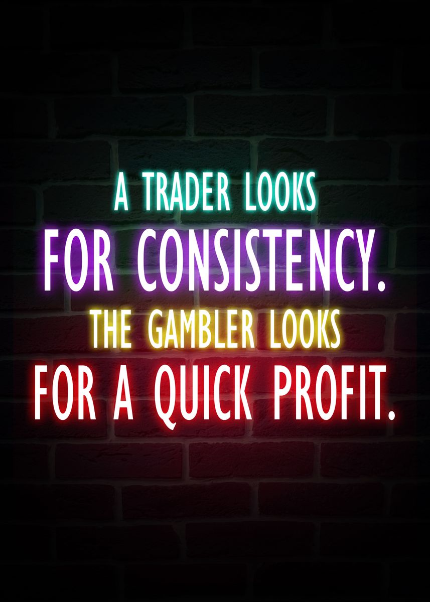 'Neon Trader Quote Profit' Poster, picture, metal print, paint by ...