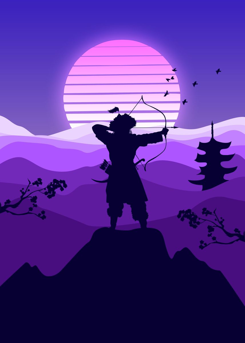 'Archerman in japan scenery' Poster, picture, metal print, paint by ...