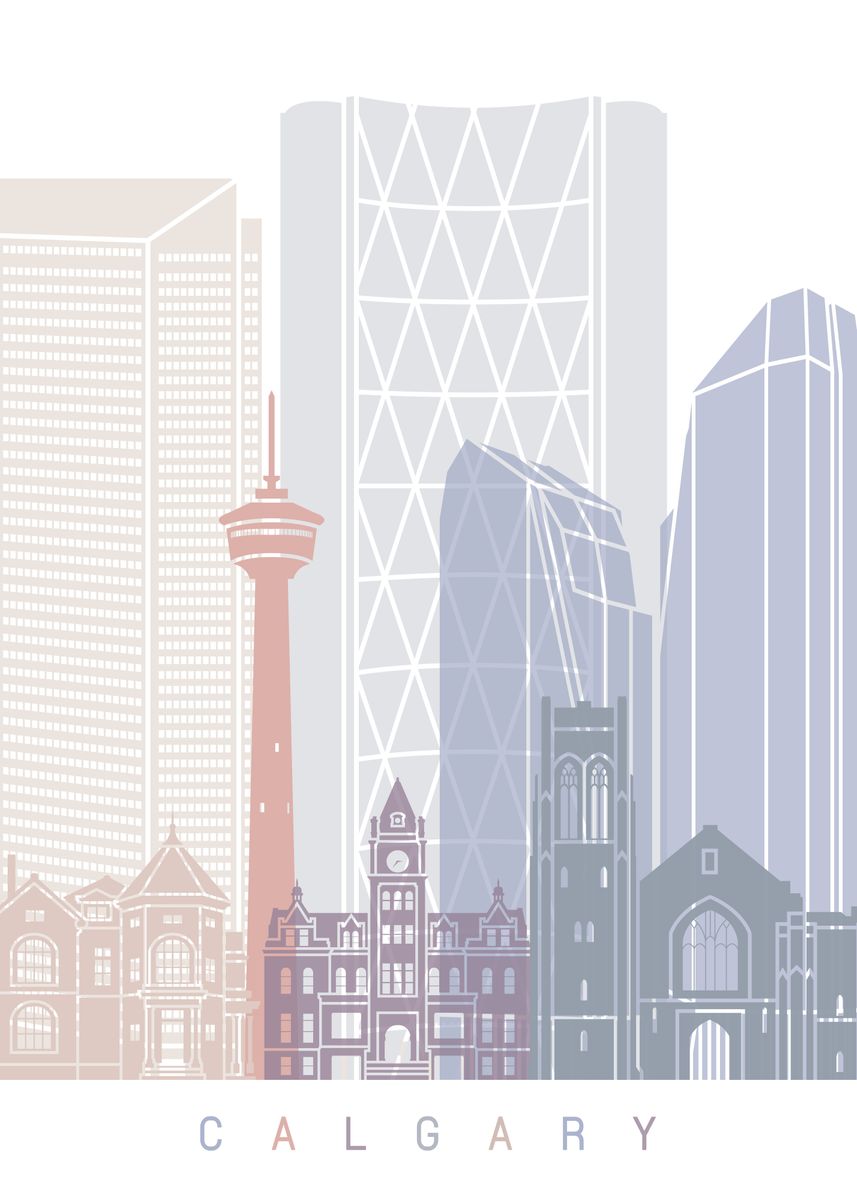'CALGARY SKYLINE' Poster, picture, metal print, paint by Cristina ...