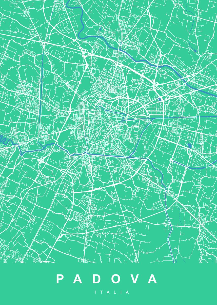 'PADOVA Map ITALY ' Poster, picture, metal print, paint by UrbanMaps ...