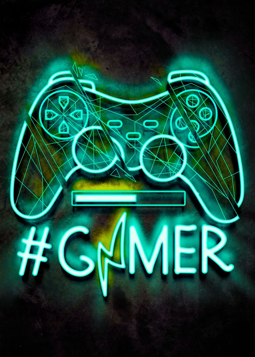 'Neon Gamer' Poster, picture, metal print, paint by Modi Szabolcs ...