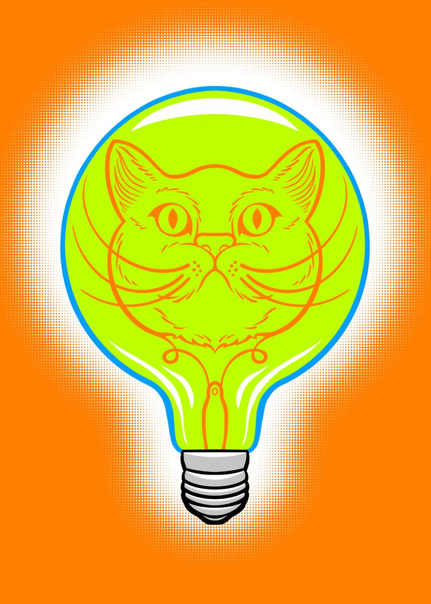 'Light Bulb Cat' Poster by Cat Champion | Displate