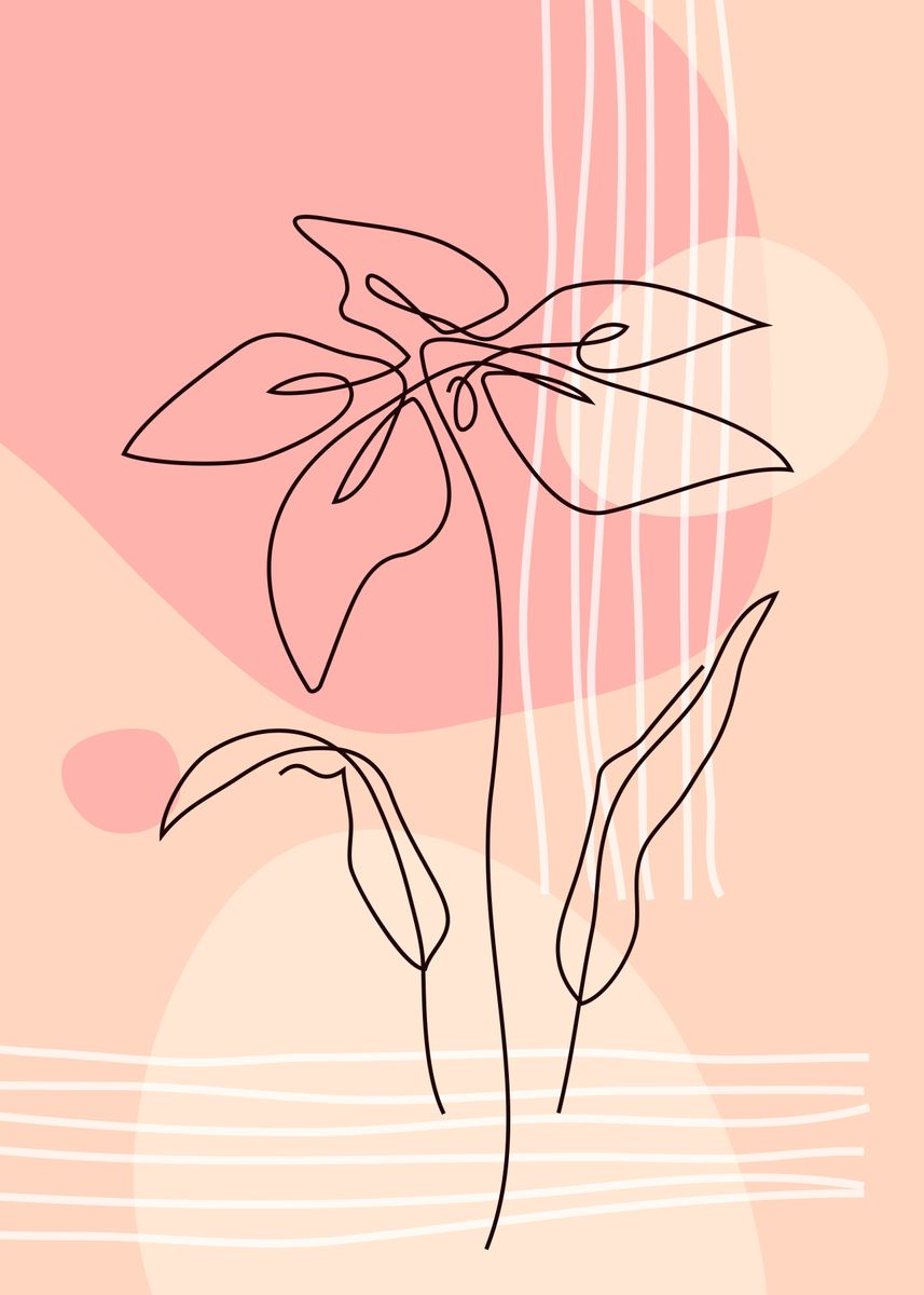 'One line tropical flower' Poster, picture, metal print, paint by Human ...