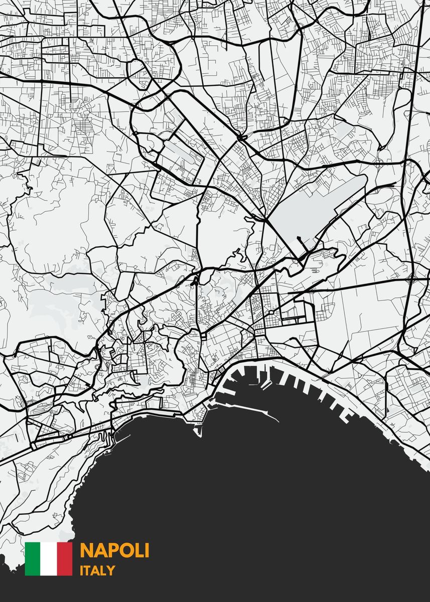 'Napoli maps art' Poster, picture, metal print, paint by AD art | Displate
