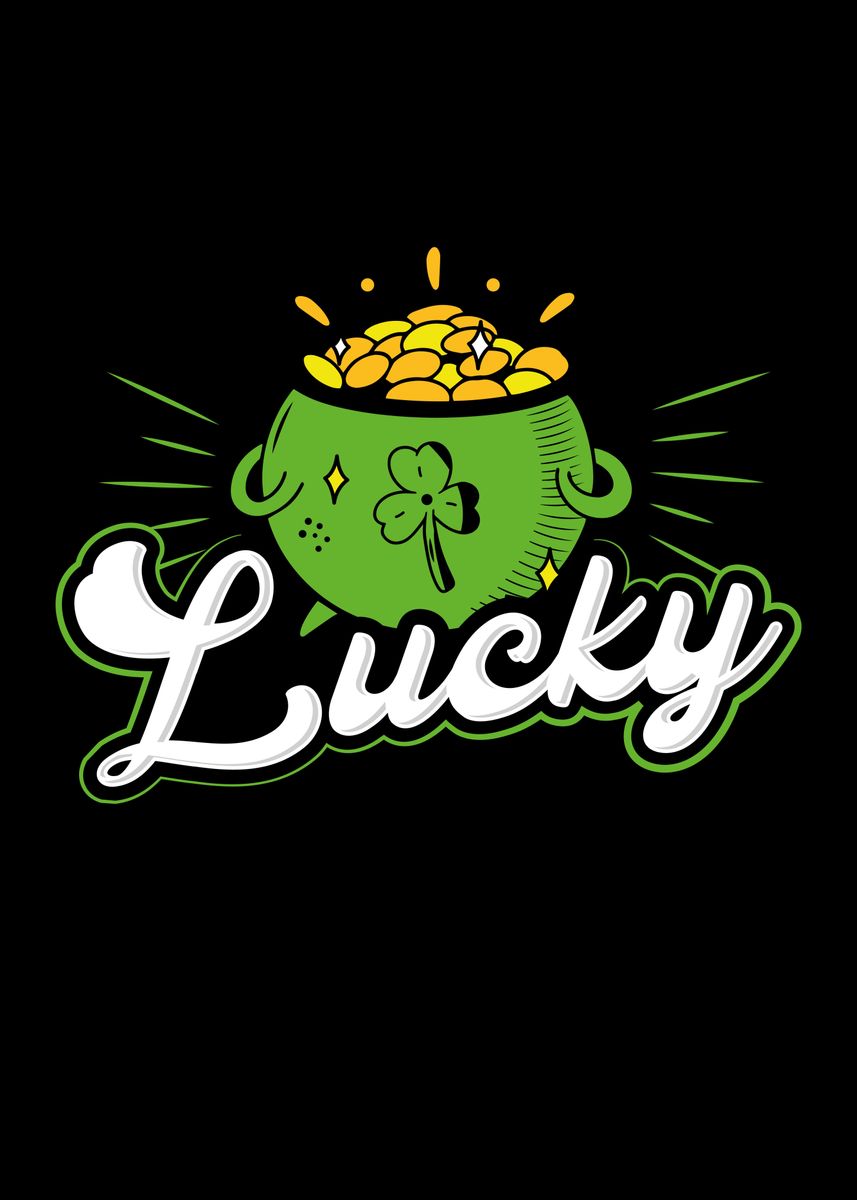'Lucky pot of gold' Poster, picture, metal print, paint by BeMi | Displate