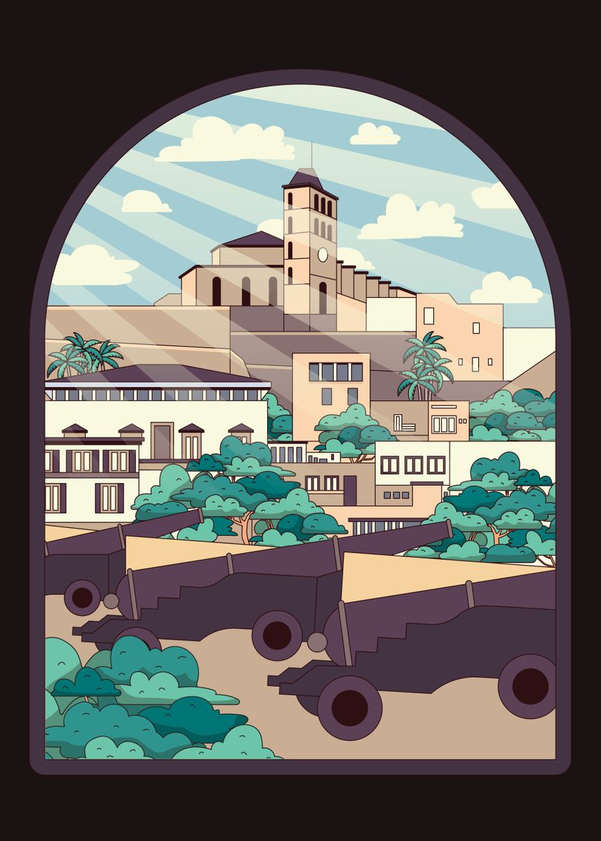 'Ibiza city landscape' Poster by Simon Darren | Displate