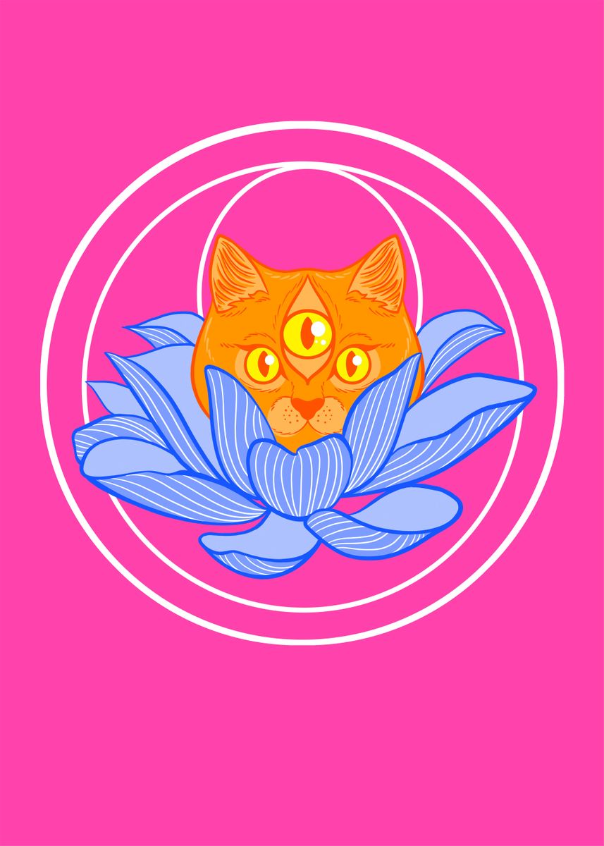 'Third Eye Lotus Cat' Poster, picture, metal print, paint by Cat ...