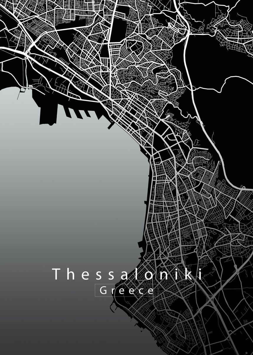 'Thessaloniki City Map' Poster, picture, metal print, paint by Mapique ...