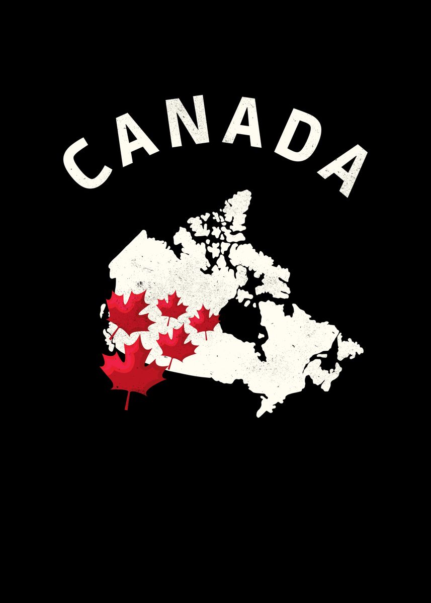 'Canada Map Maple Leaf' Poster, picture, metal print, paint by Foxxy ...