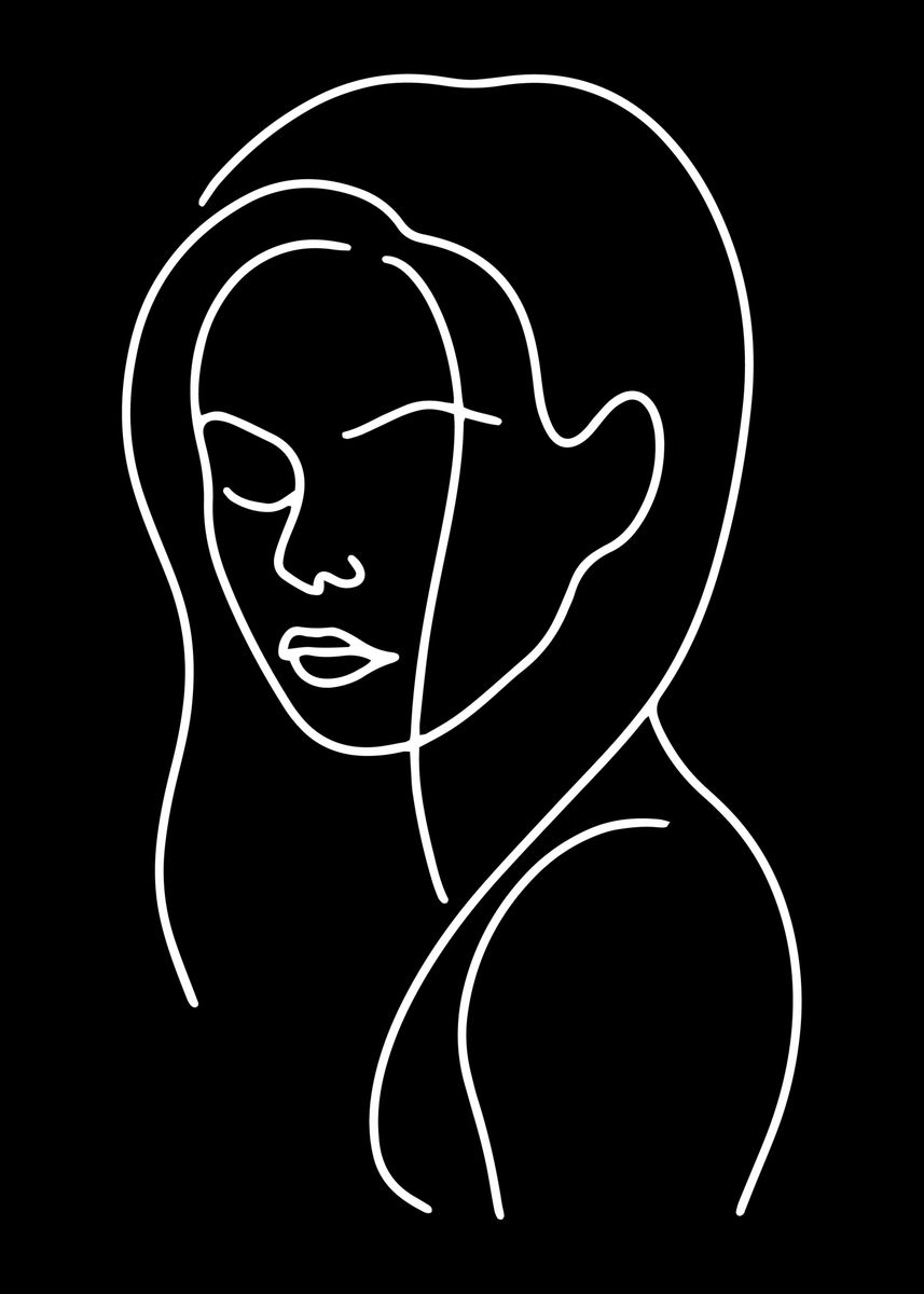 'One Line Art Woman' Poster, picture, metal print, paint by Color My ...